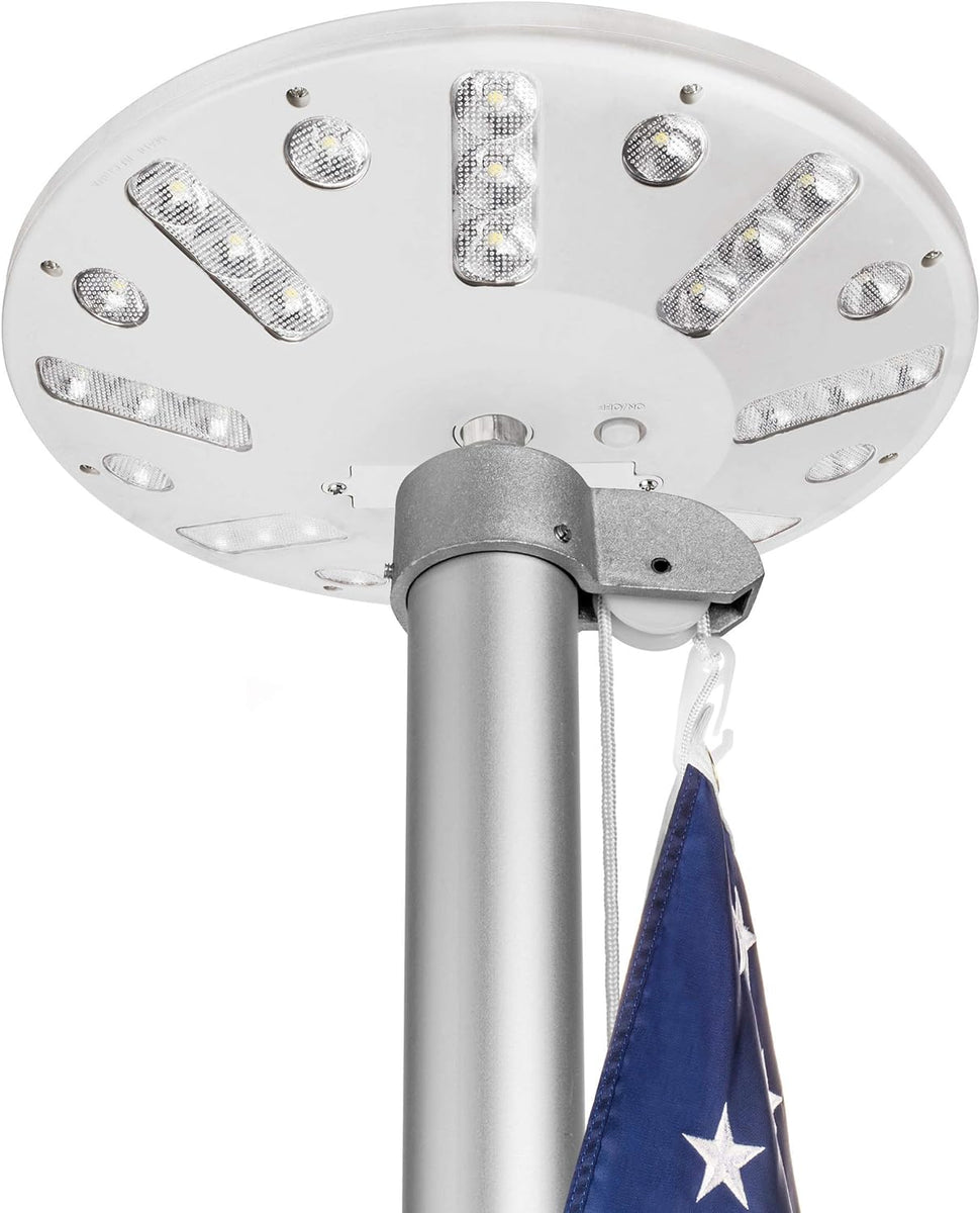 Deneve Wide Angle Shield Solar Flag Pole Light - Automatic Solar Flag